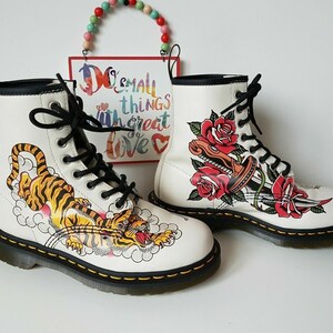Brand New Dr Martens X Grez 1460 Backhand Tattoo White Leather 8 Hole ...