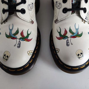 Dr. Martens 1460 Tattoo Boots, White Skull Design (UK 4 / US 6) - Etsy