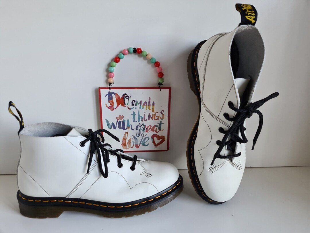 Dr Docs Martens 5 Eye Church White Ankle Monkey Boots UK 9.5 EU 44 US ...