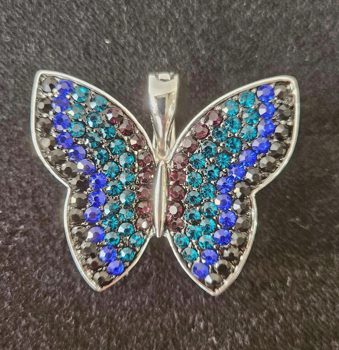 Vintage RMN Rhinestone Butterfly Pendant - Etsy