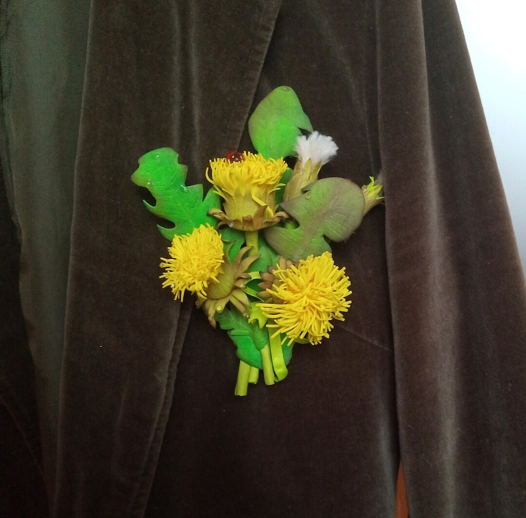 Handmade Foamiran Boutonniere/brooch dandelions - Etsy
