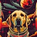 4 Retro Futuristic Labrador Dog in Space Poster, Digital Print ...