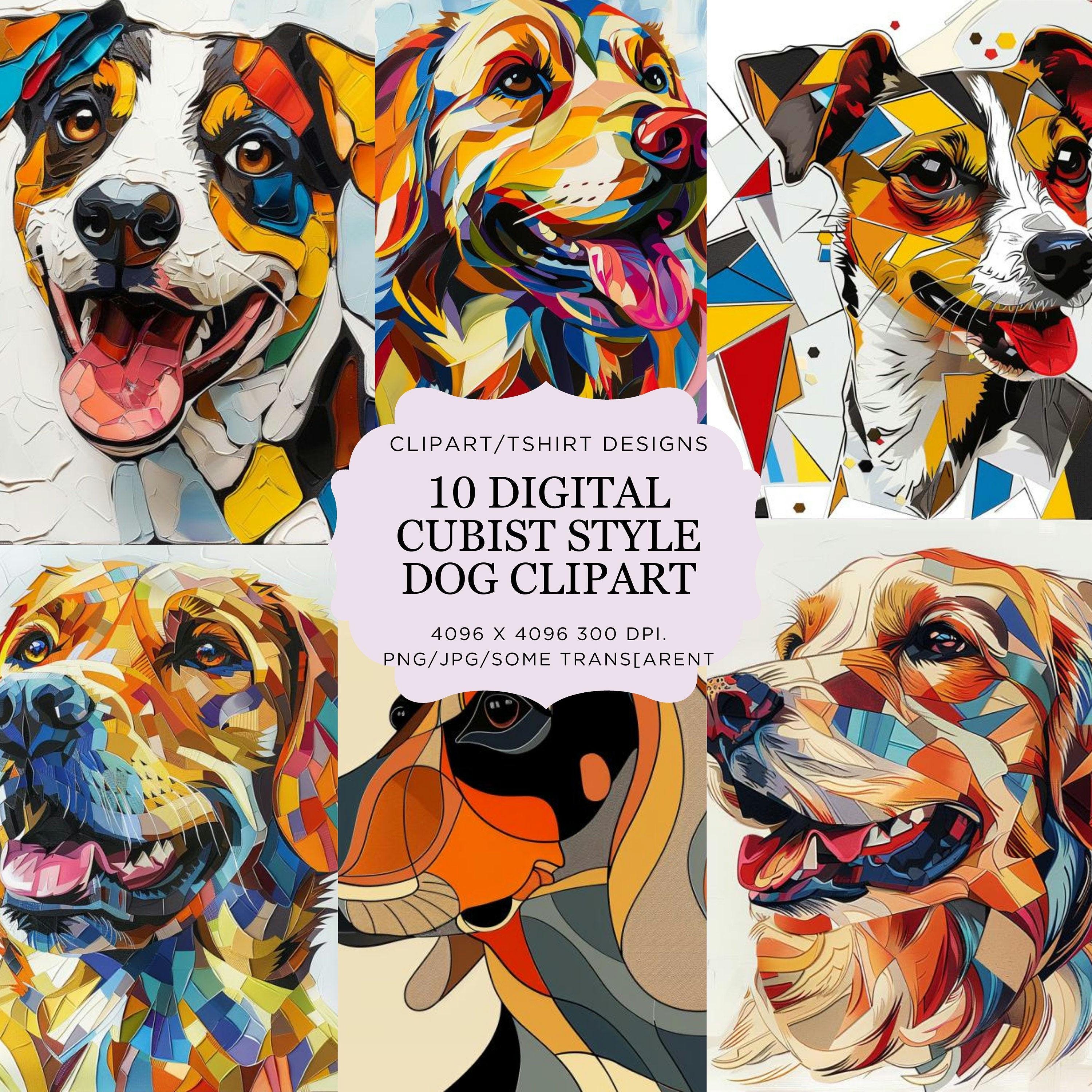 10 imágenes prediseñadas para perros, paquetes de estilo cubismo ...
