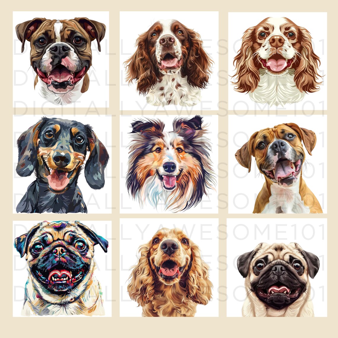 15 Dog Clipart, Dog Breeds Clipart Bundle, Dog Clipart PNG JPG Cute Dog ...