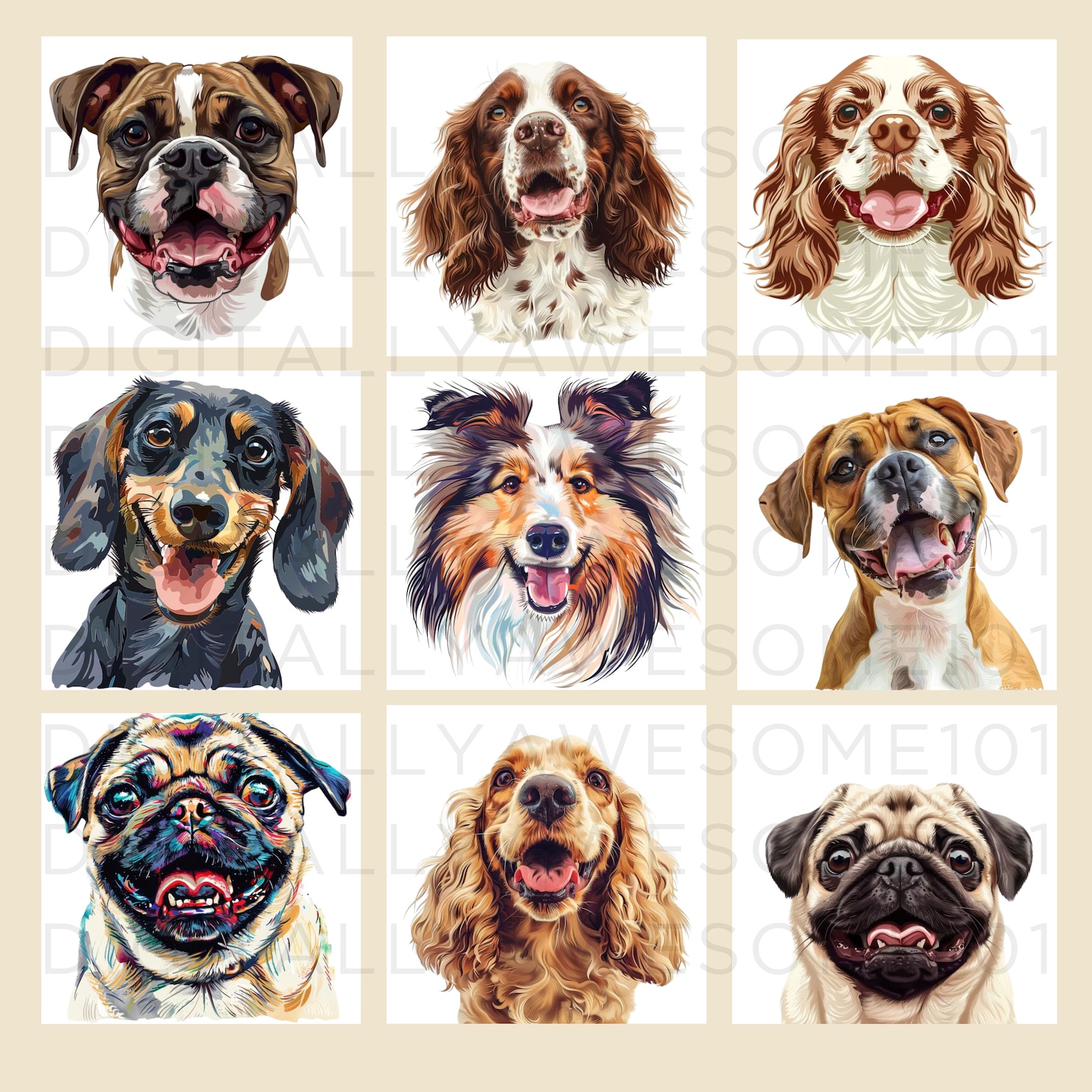 15 Dog Clipart, Dog Breeds Clipart Bundle, Dog Clipart PNG JPG Cute Dog ...