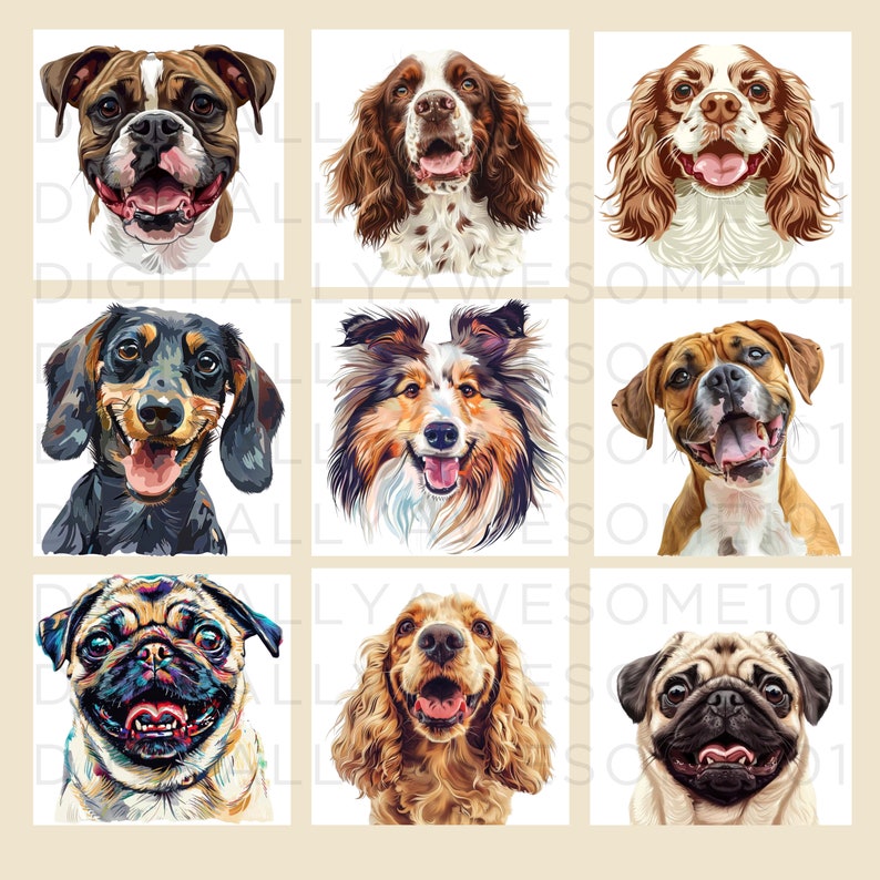 15 Dog Clipart, Dog Breeds Clipart Bundle, Dog Clipart PNG JPG Cute Dog ...