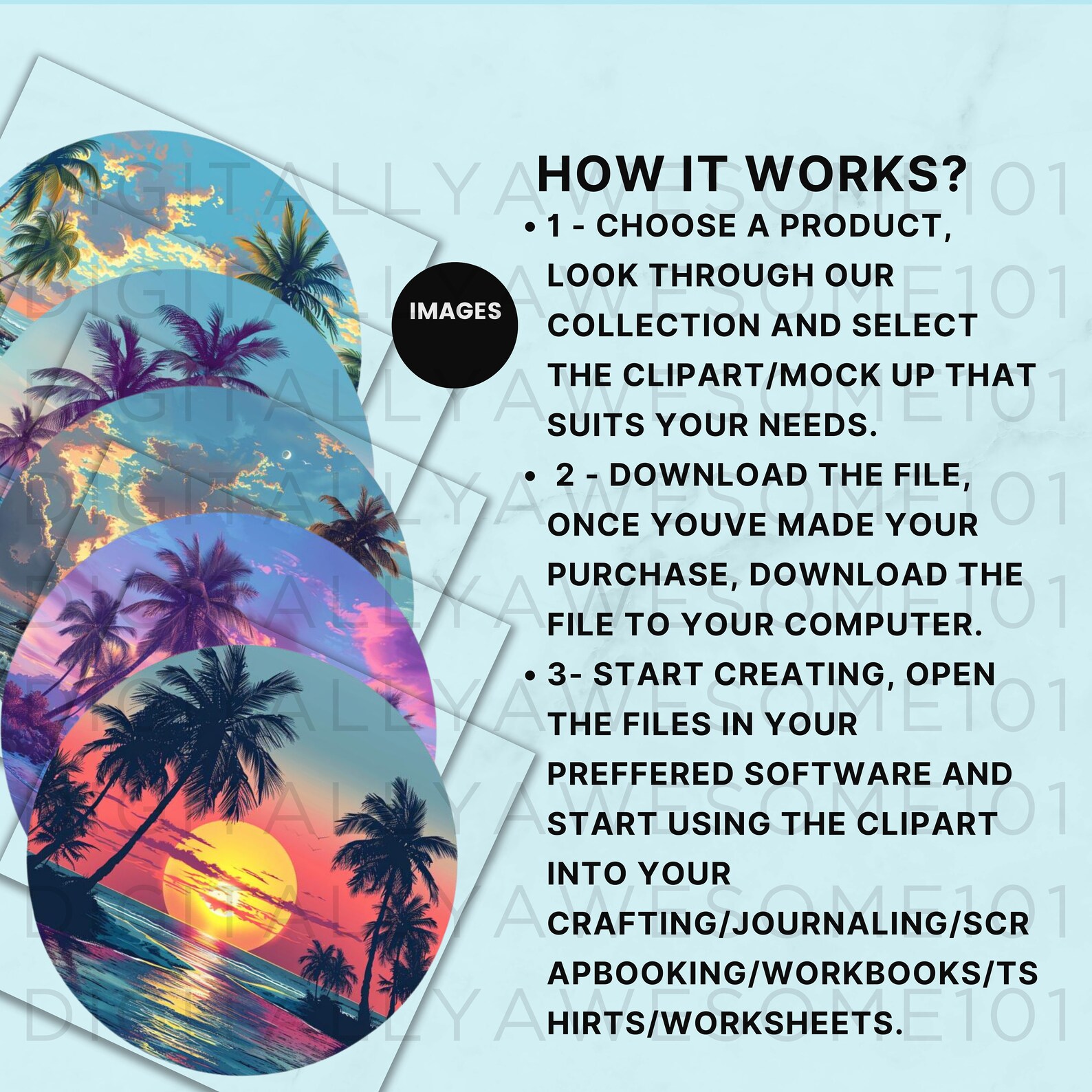 20 Circular Beach Clipart Bundle, Digital PNG/JPG Images in High ...