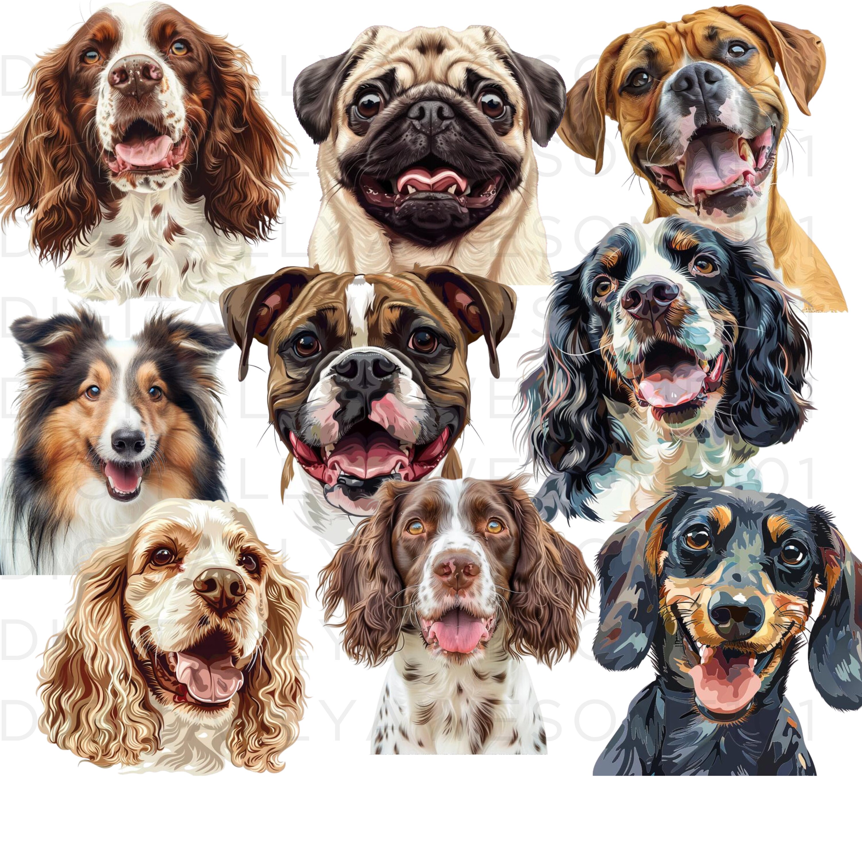 15 Dog Clipart, Dog Breeds Clipart Bundle, Dog Clipart PNG JPG Cute Dog ...