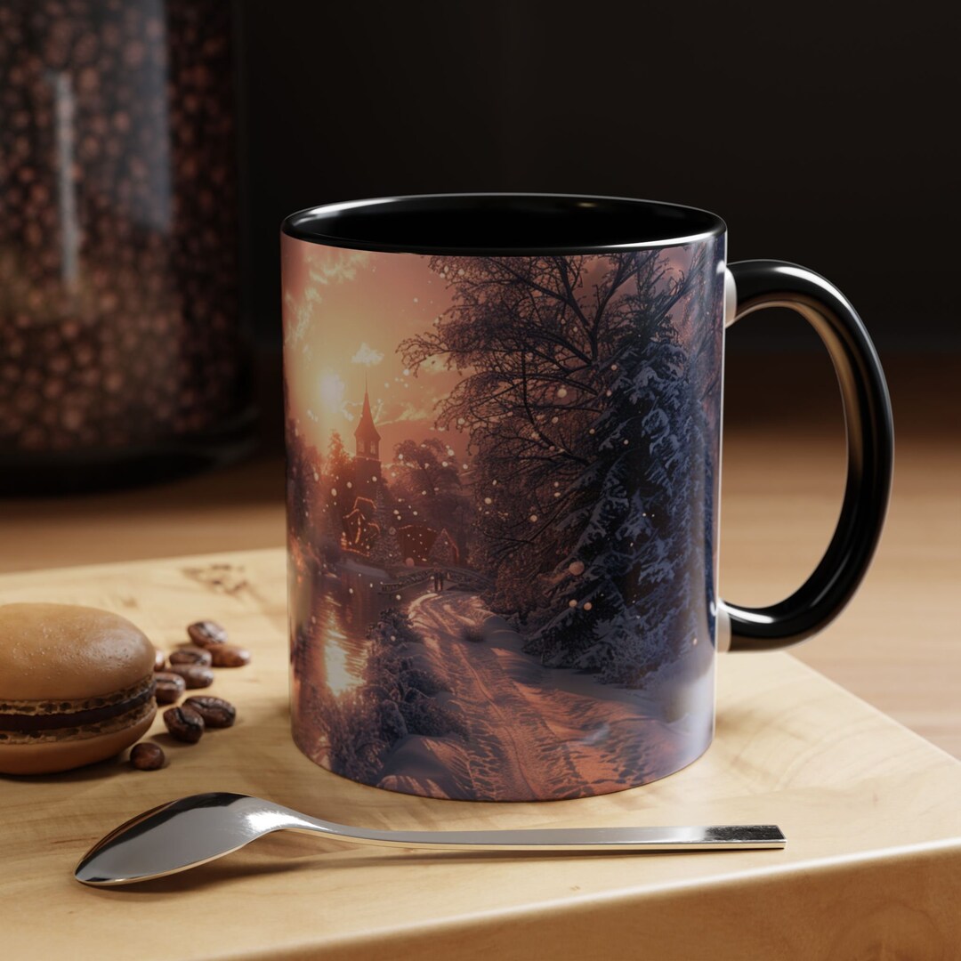 Winter Village Coffee Mug, Snow Theme Mug, Mountain Mug, Outdoor Mug ...