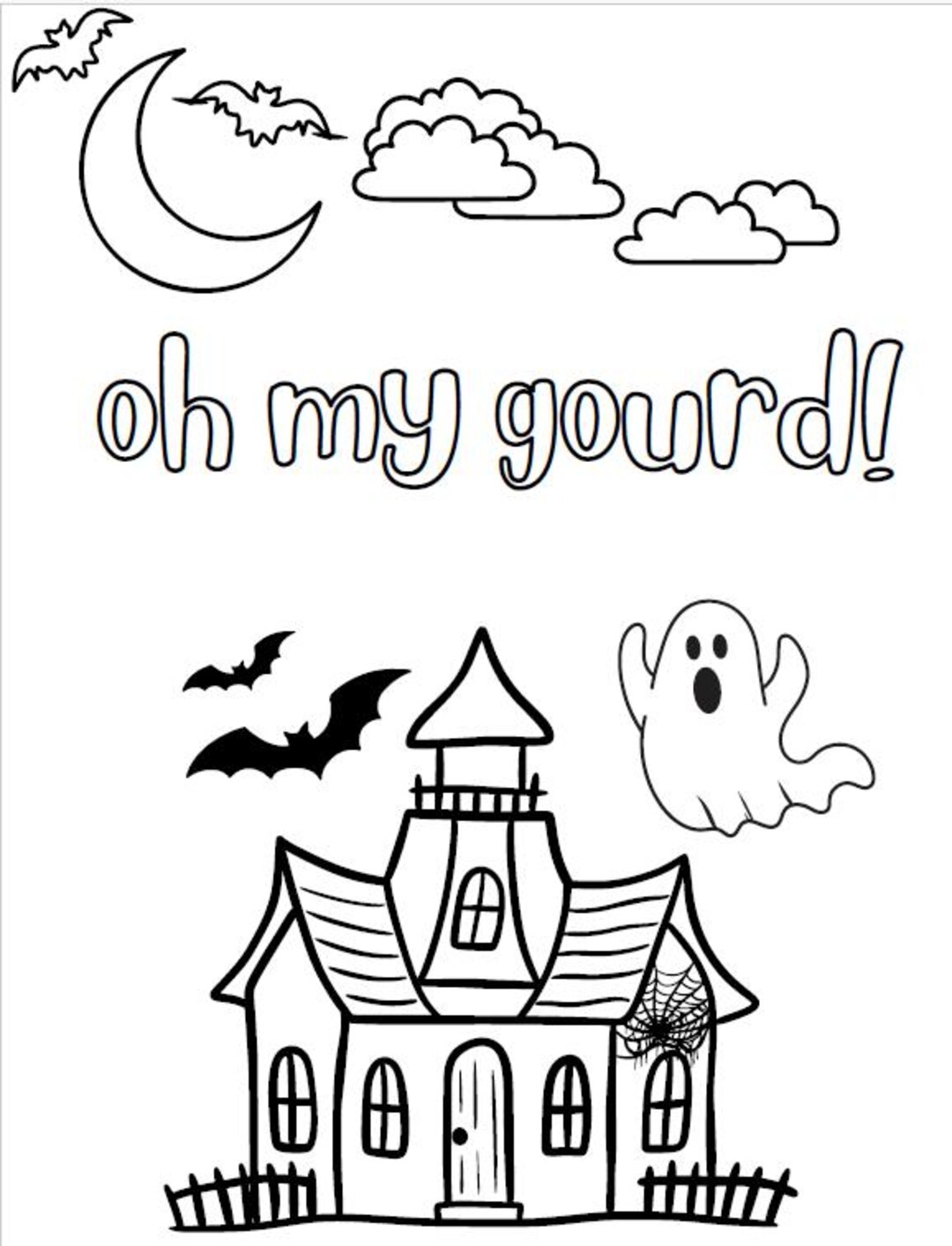 Oh My Gourd! Coloring Page -- Haunted Halloween Fun! - Etsy