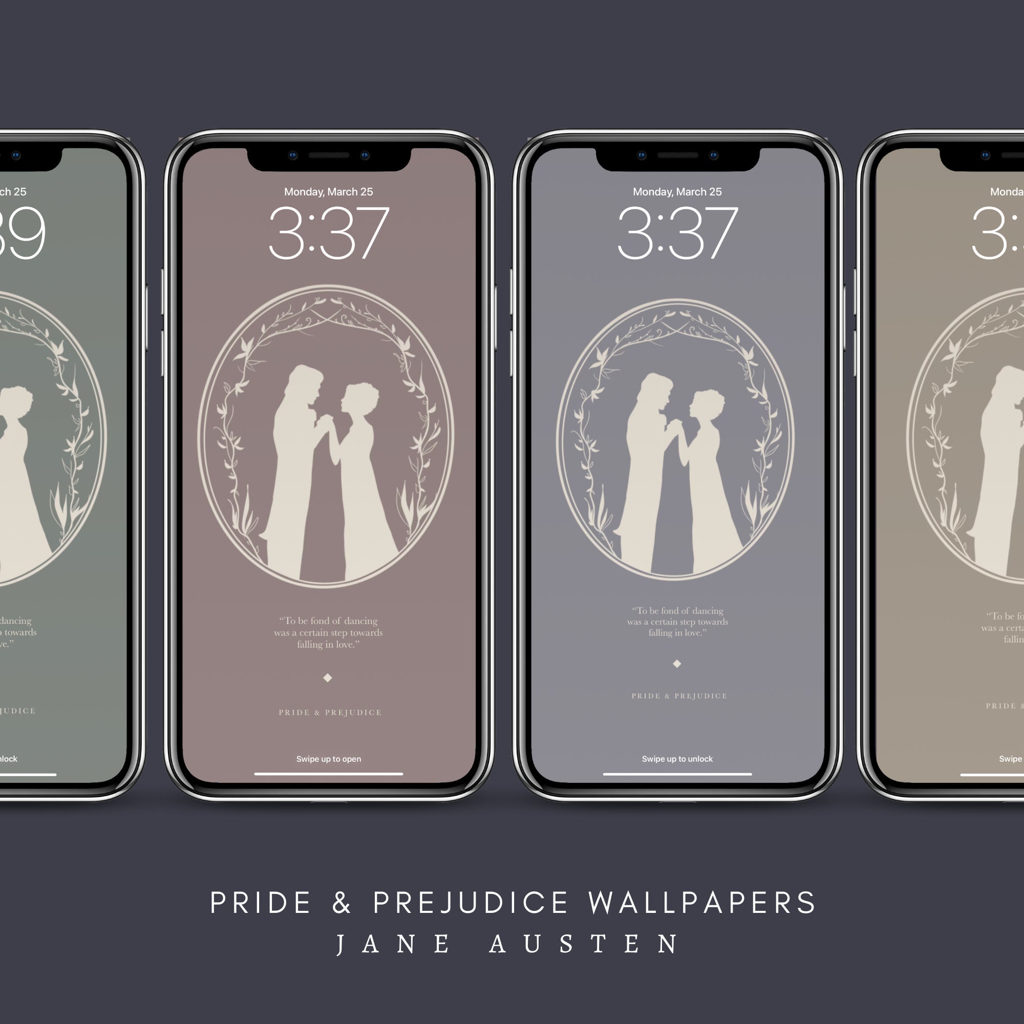 Pride & Prejudice Jane Austen iPhone Wallpaper - Color: Petal - Etsy