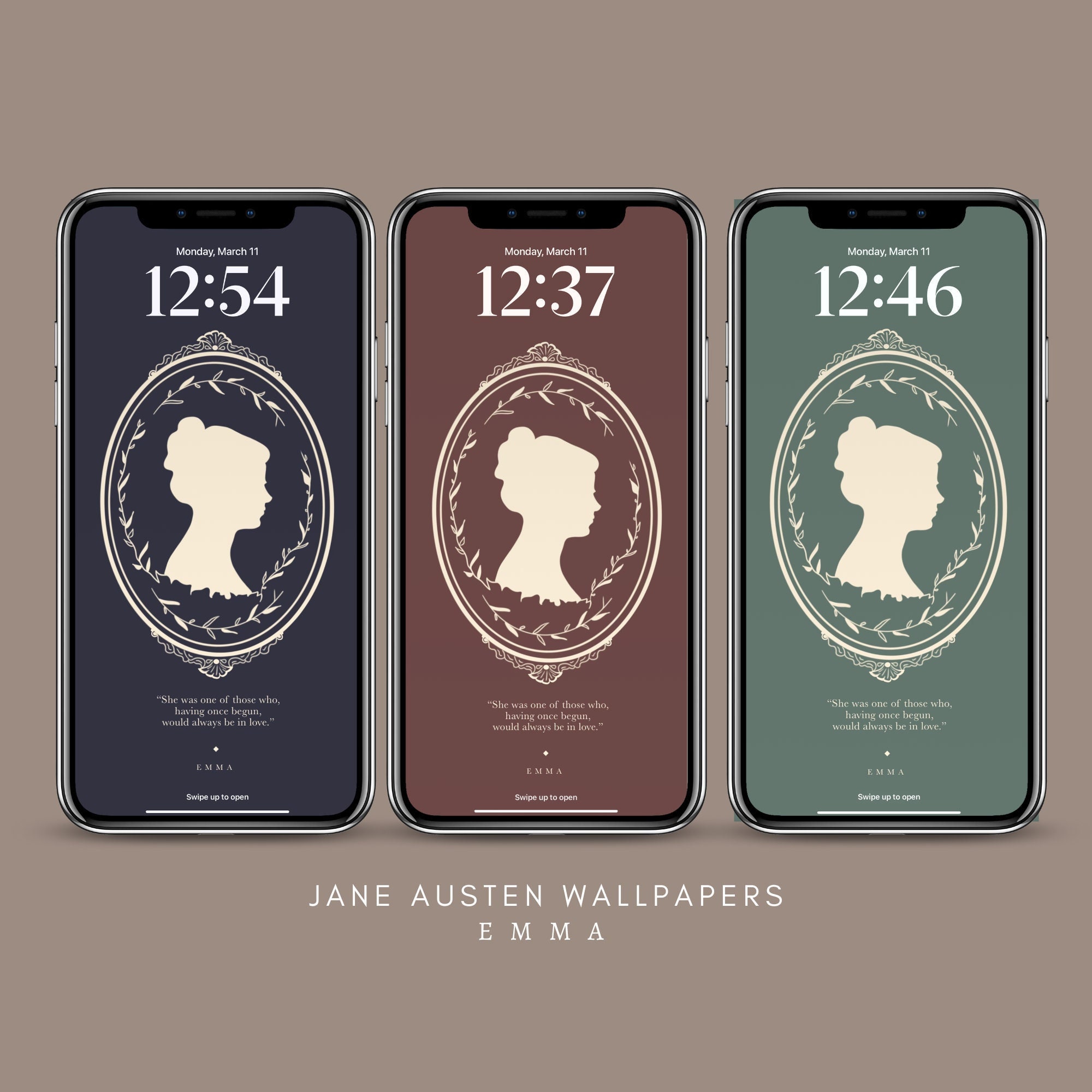 Jane Austen iPhone Wallpaper - Emma - Color: Rose - Etsy