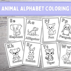 Printable Animal Alphabet Coloring Pages, Educational Activity for Kids ...
