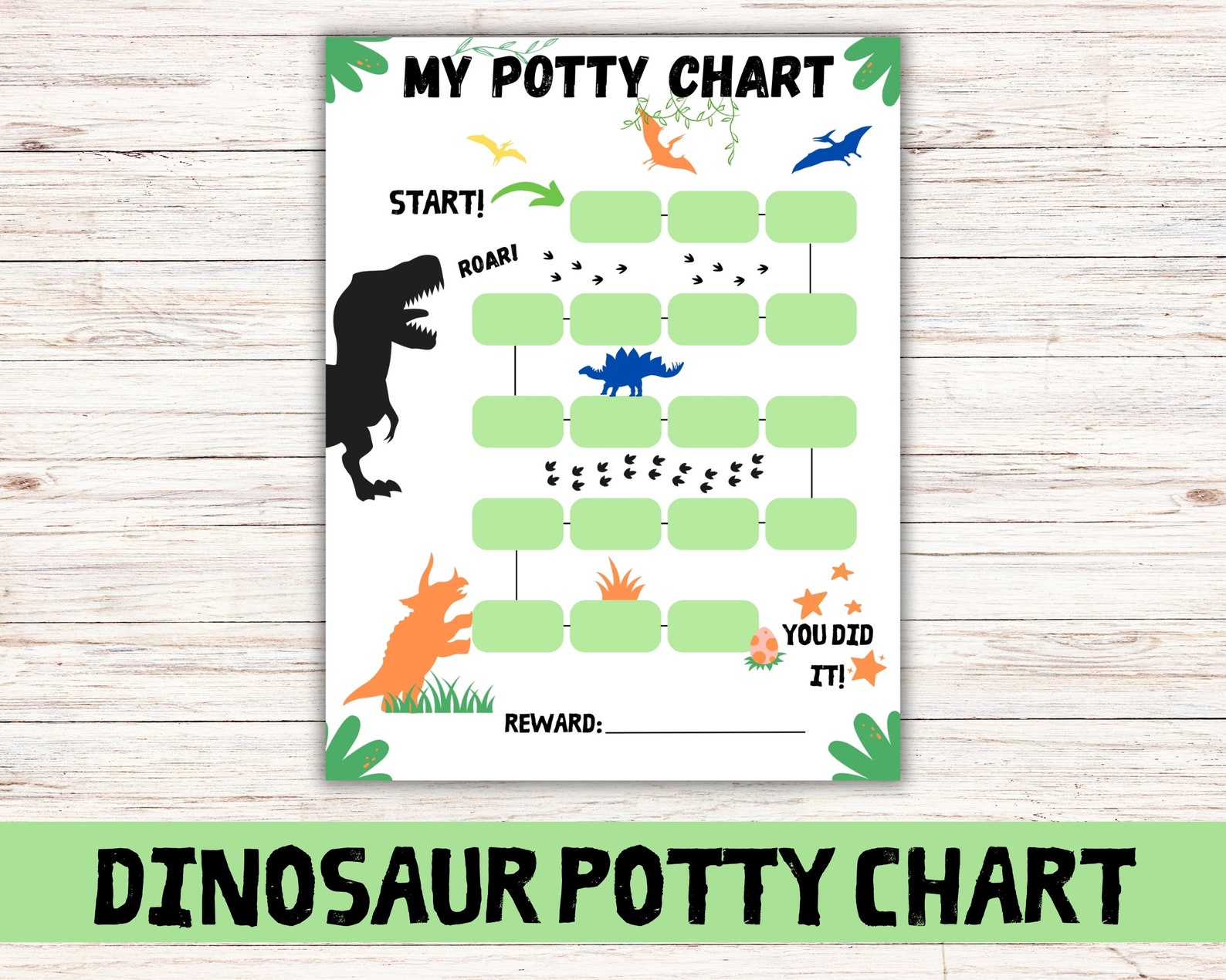 Dinosaur Potty Training Chart Printable, Sticker Chart, Toddler ...