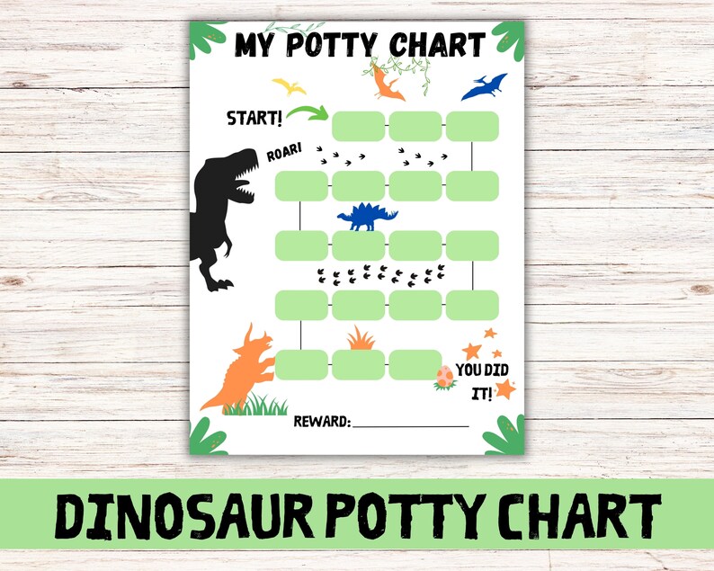 Dinosaur Potty Training Chart Printable, Sticker Chart, Toddler ...