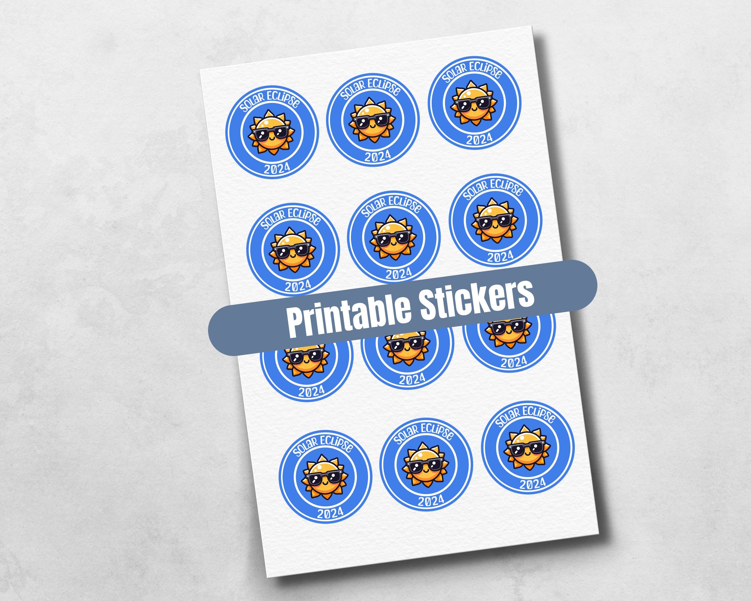 Solar Eclipse Sticker 2024, Solar Eclipse Sticker for Kids, Printable ...