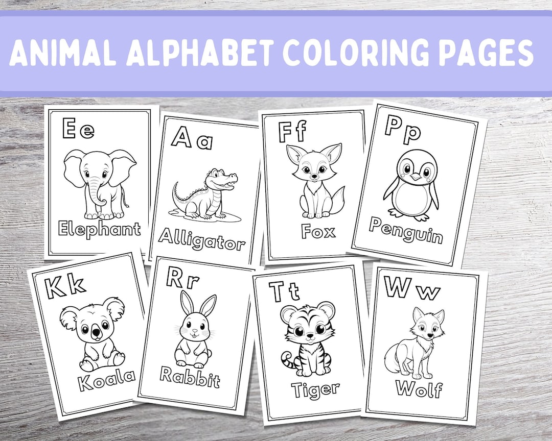 Printable Animal Alphabet Coloring Pages, Educational Activity for Kids ...