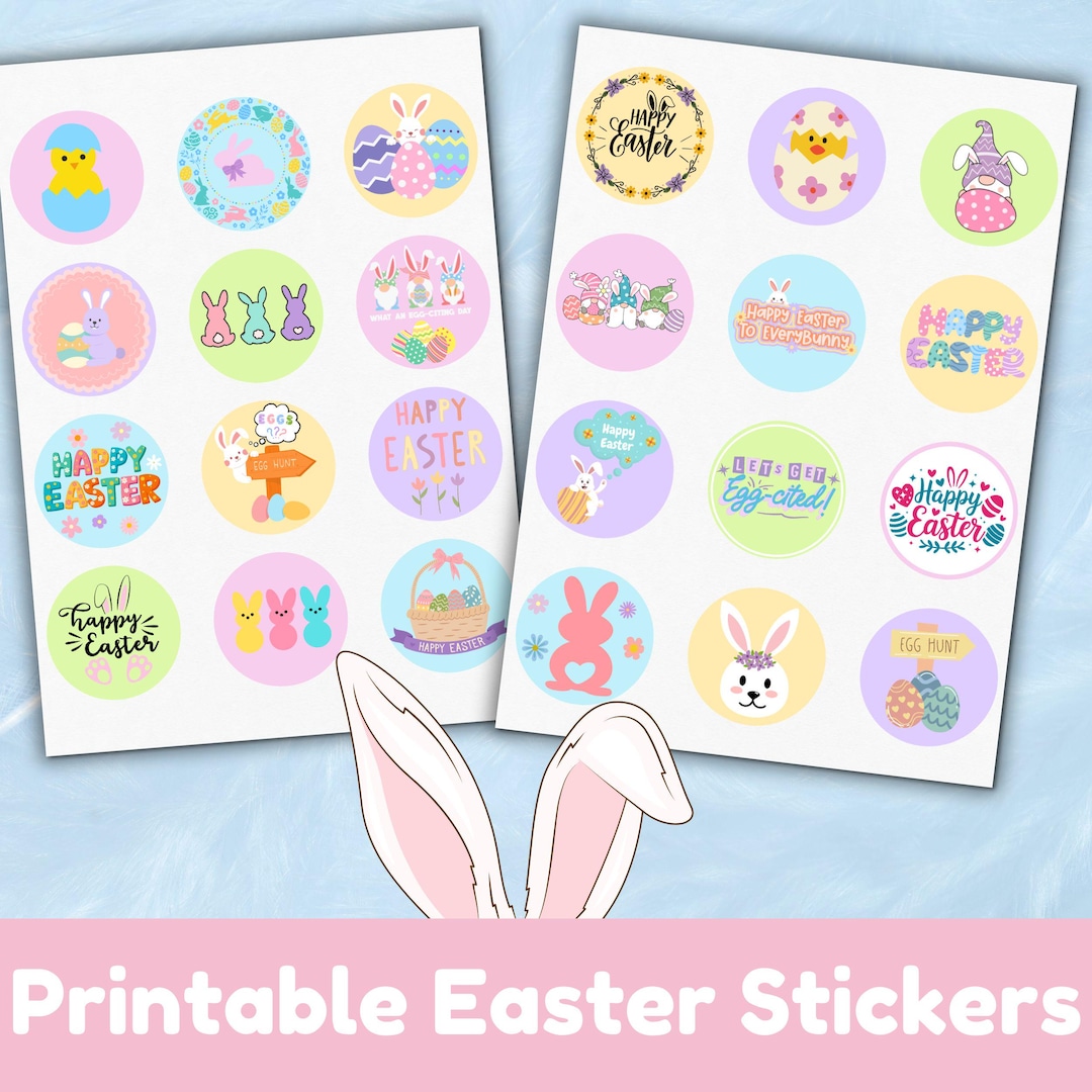 Printable Easter Stickers, Easter Stickers, Happy Easter Stickers ...
