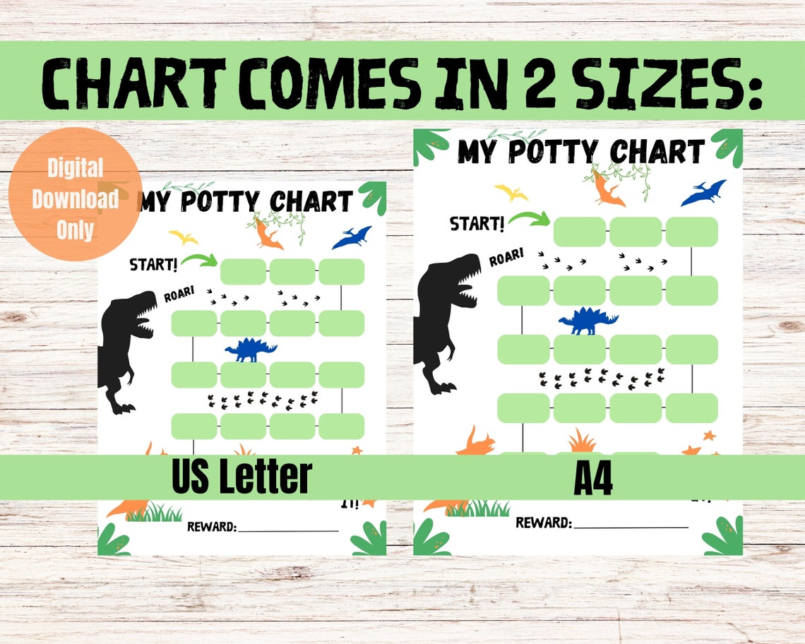 Dinosaur Potty Training Chart Printable, Sticker Chart, Toddler ...