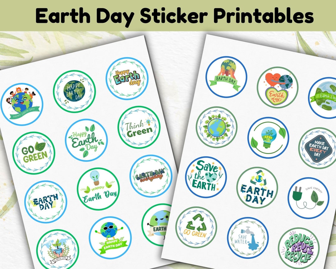 Earth Day Stickers, Printable Earth Day Stickers, Planet Sticker, Earth ...