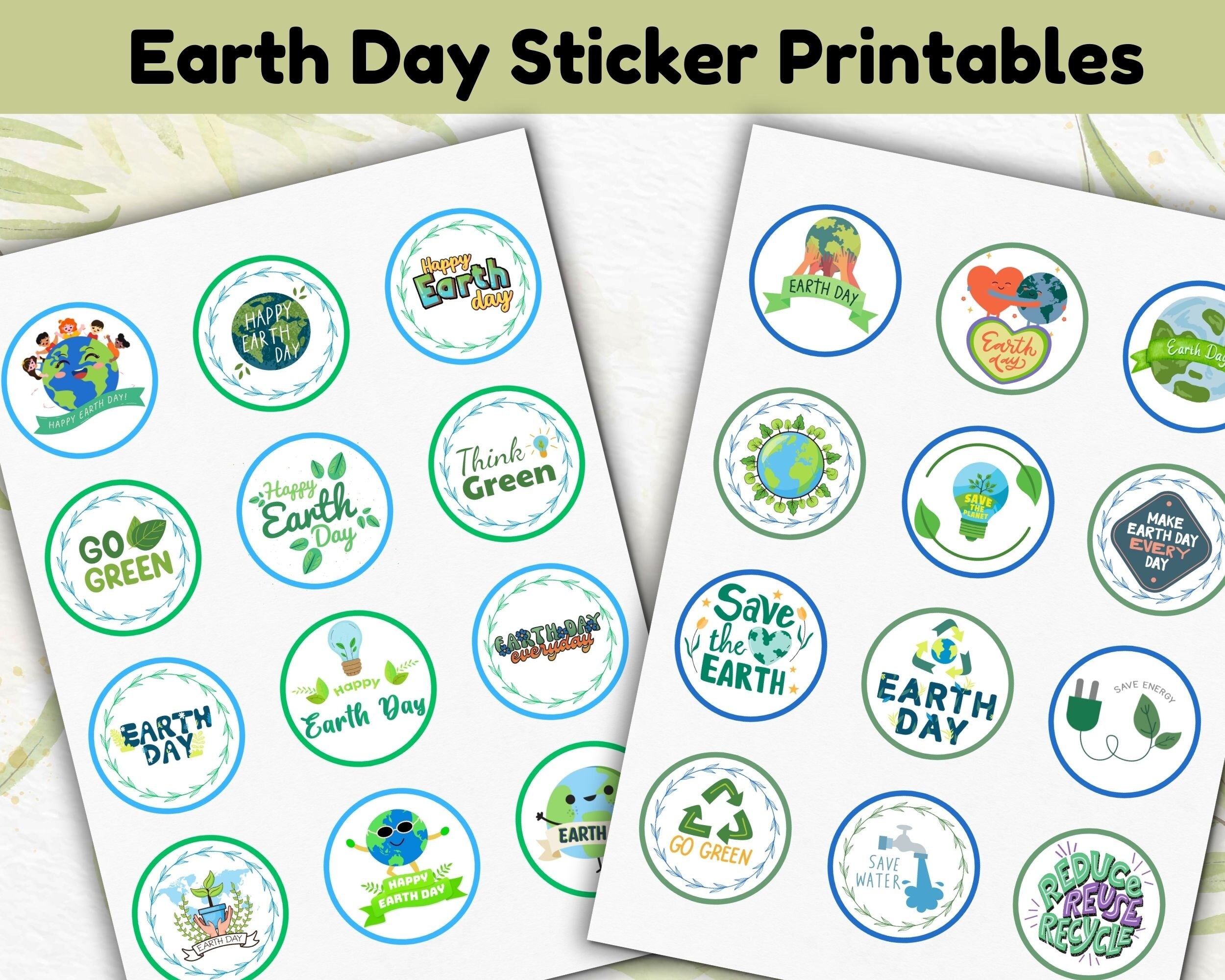 Earth Day Stickers, Printable Earth Day Stickers, Planet Sticker, Earth ...