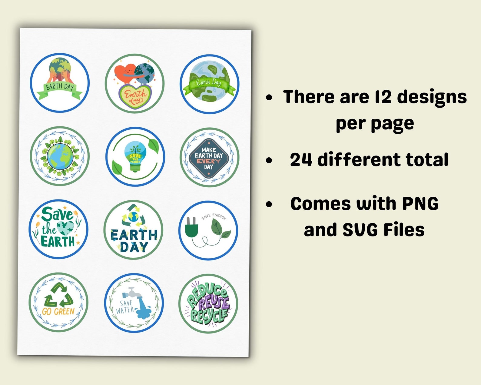 Earth Day Stickers, Printable Earth Day Stickers, Planet Sticker, Earth ...