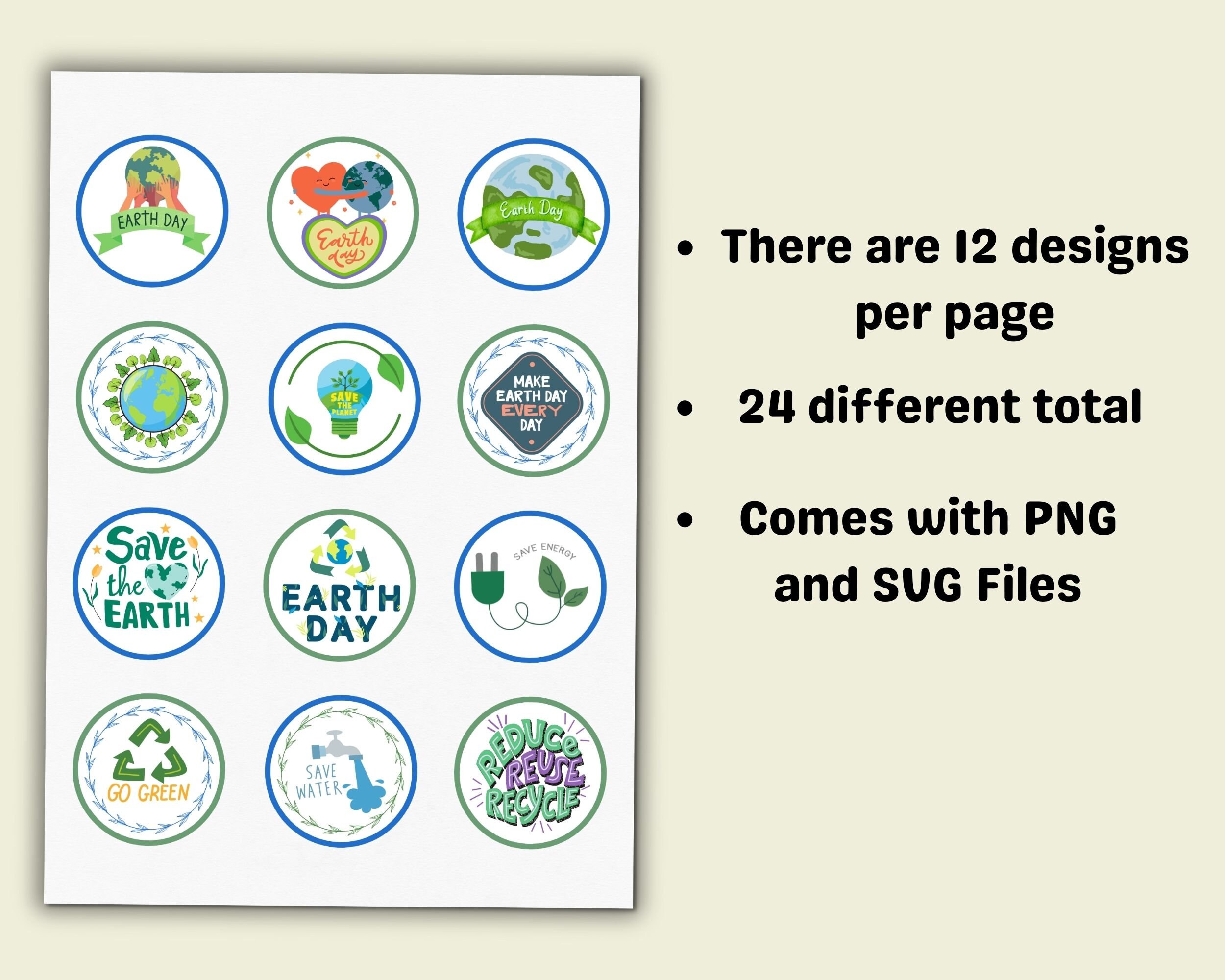 Earth Day Stickers, Printable Earth Day Stickers, Planet Sticker, Earth ...
