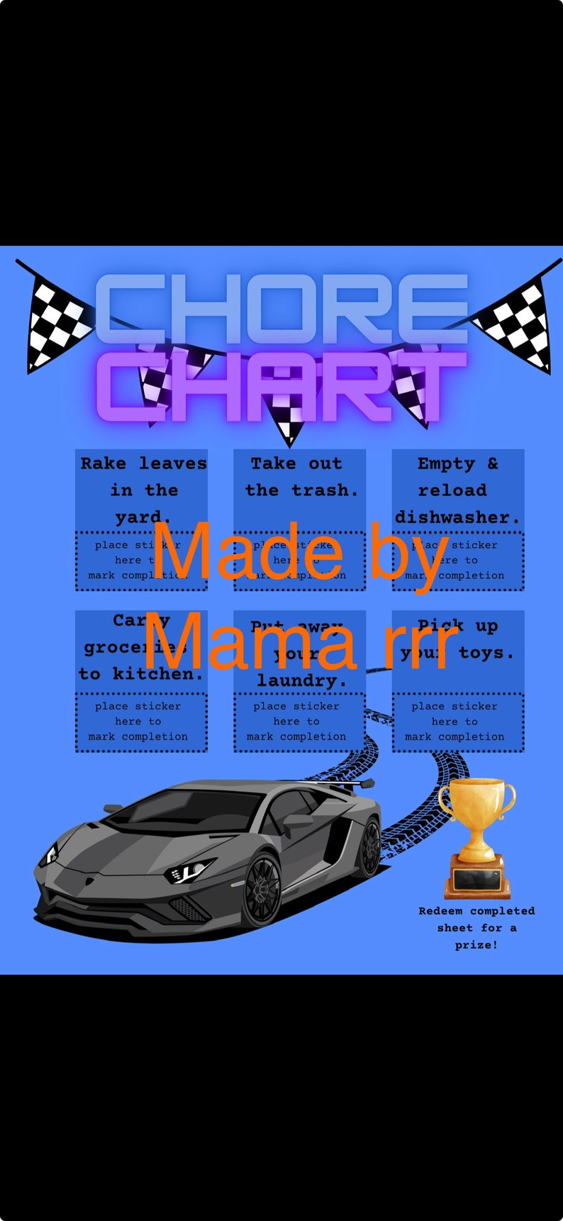 Race Car Chore Chart - Etsy