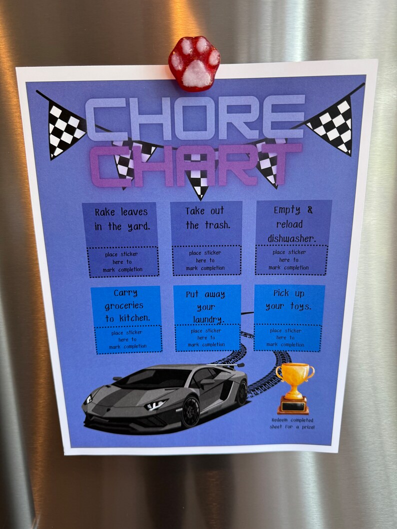 Race Car Chore Chart - Etsy