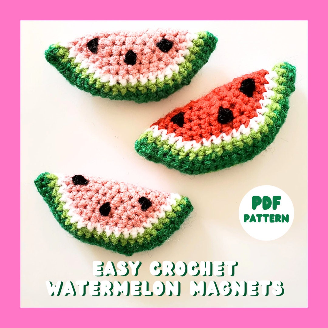 Easy Crochet Watermelon Magnet Pattern, Crochet Magnet, Amigurumi ...