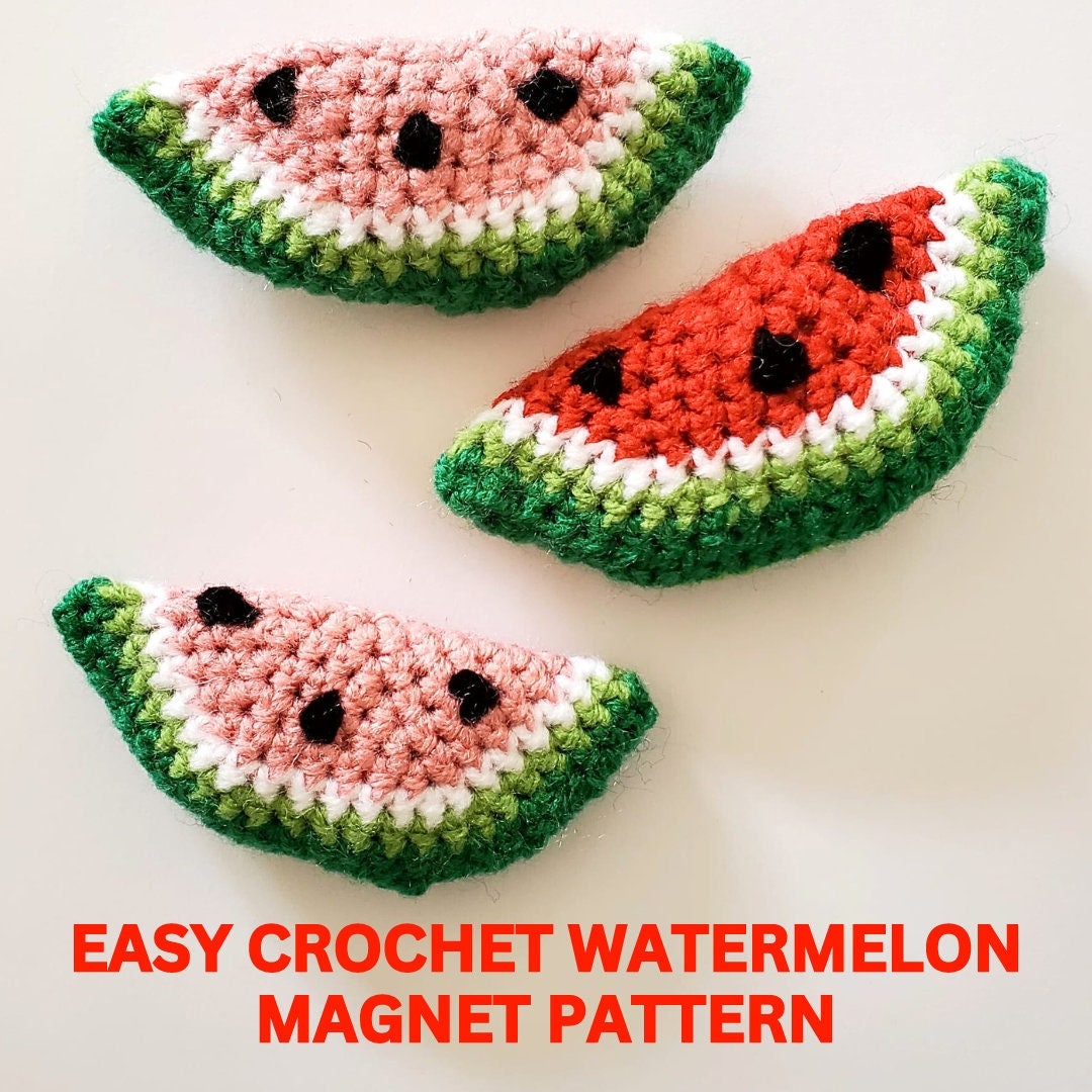 Easy Crochet Watermelon Magnet Pattern, Crochet Magnet, Amigurumi ...