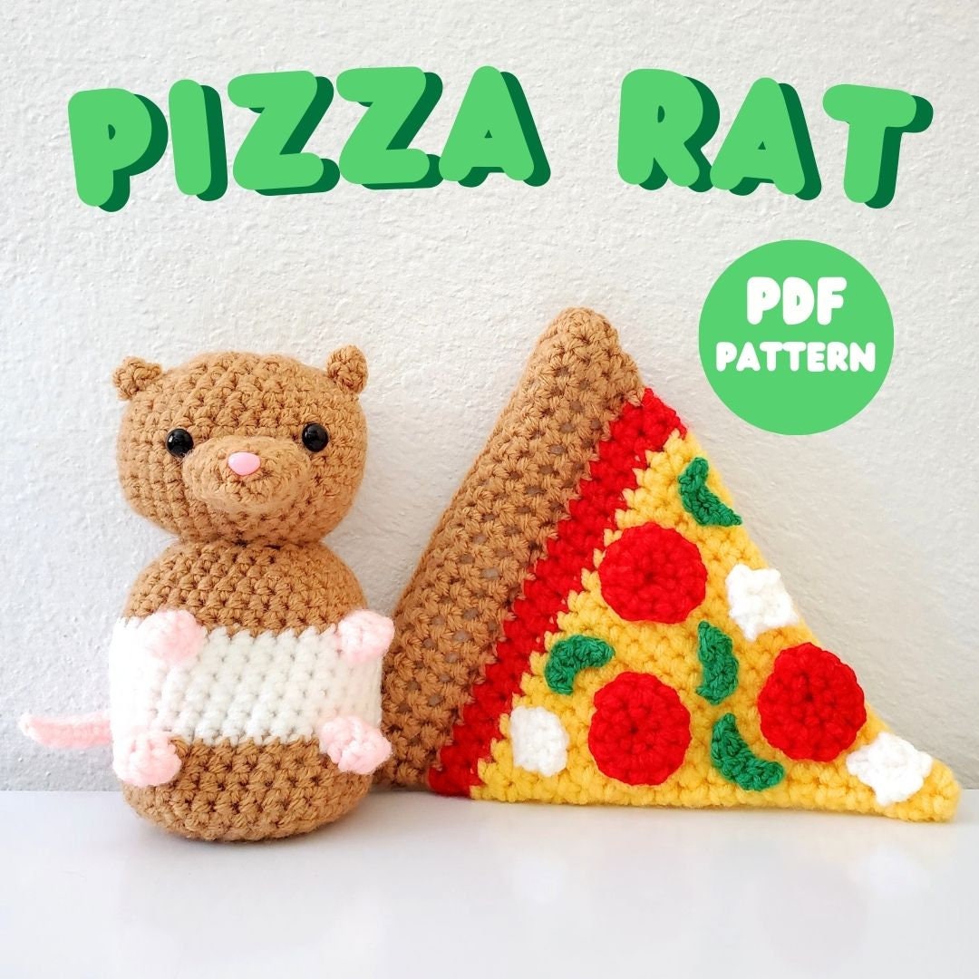 Pizza Rat Crochet Pattern, Crochet Rat, Crochet Pizza, Crochet Pizza ...