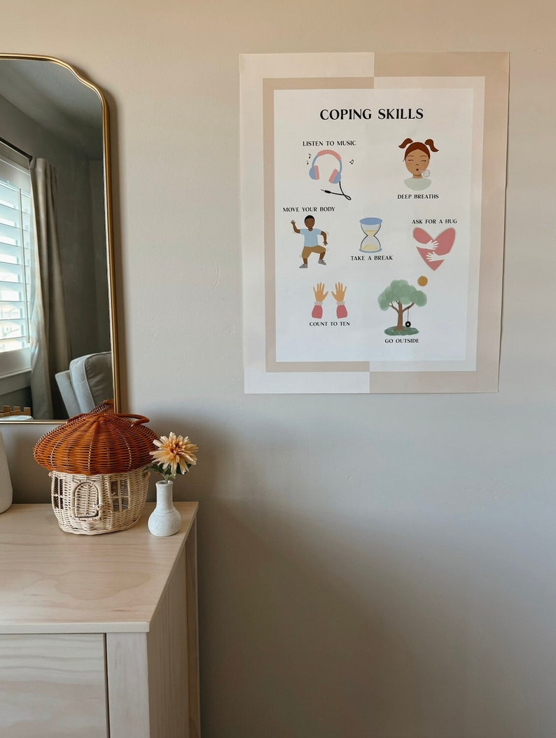 Coping Skills Chart for Kids: Emotional Regulation, Calm Corner Art ...