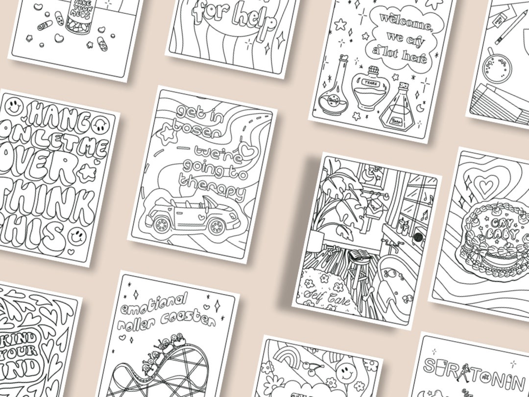 Mental Health Coloring Pages | Self-care, Anxiety Relief (digital ...