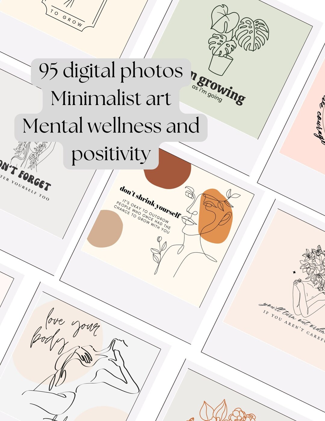 Minimalist Fine Line Printable Art Bundle Neutral Line Drawing Art Set ...