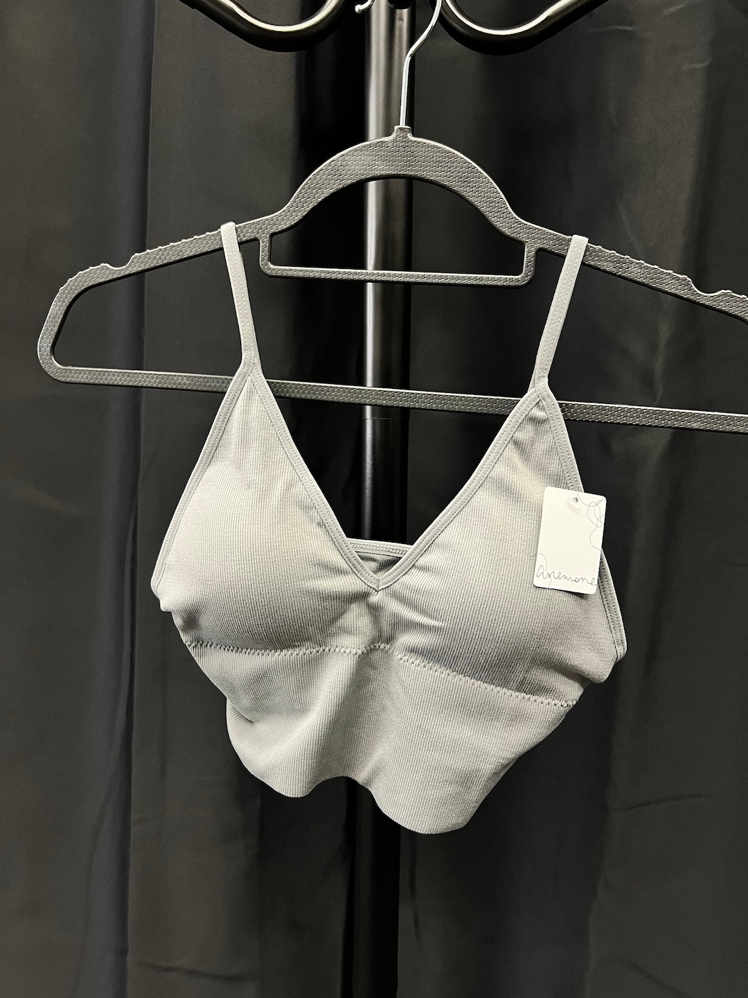 Gray Ribbed Bralette - Etsy