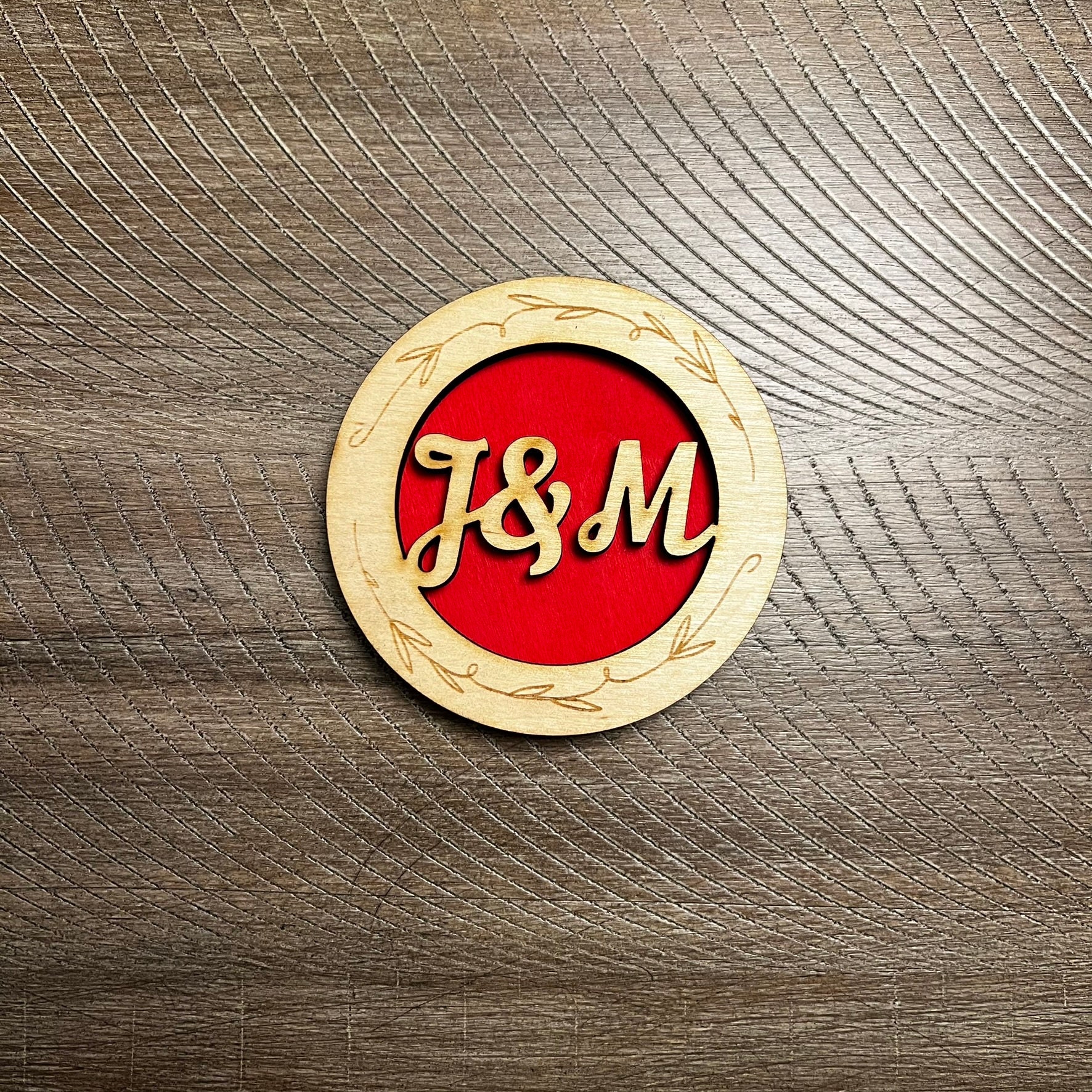 Custom Laser Carved Wood 3D Circle Wreath Name/initials Plate Handmade ...