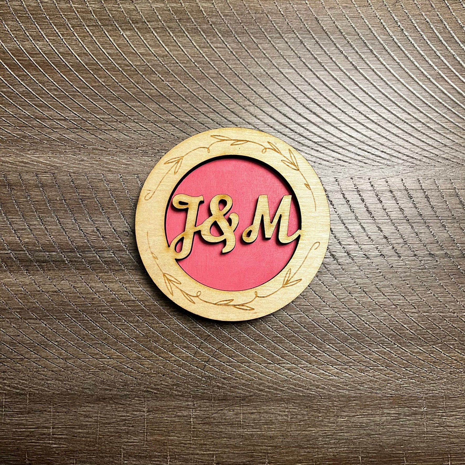 Custom Laser Carved Wood 3D Circle Wreath Name/initials Plate Handmade ...