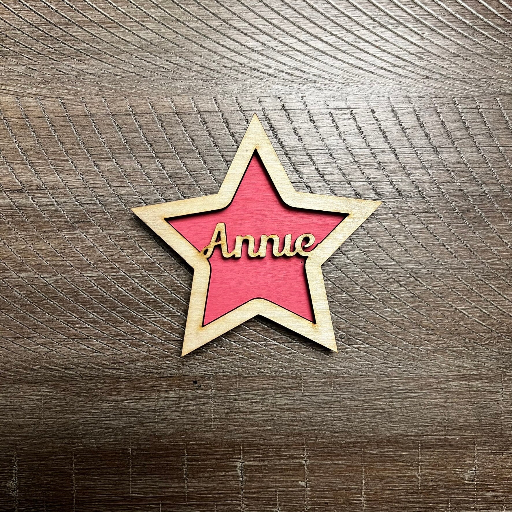 Custom Laser Carved Wood 3D Star Name/initials Plate Handmade Wall ...