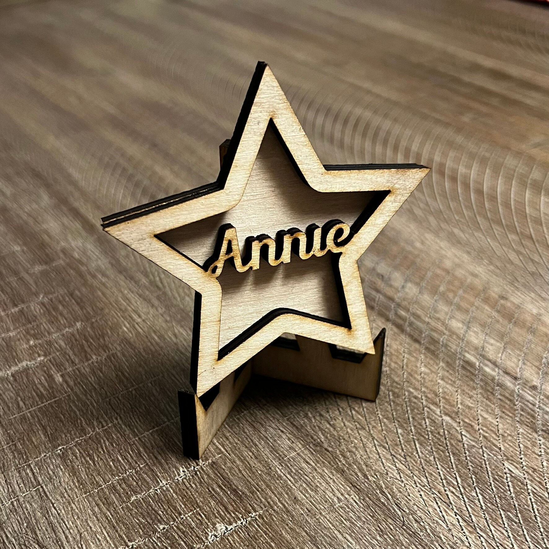 Custom Laser Carved Wood 3D Star Name/initials Plate Handmade Wall ...