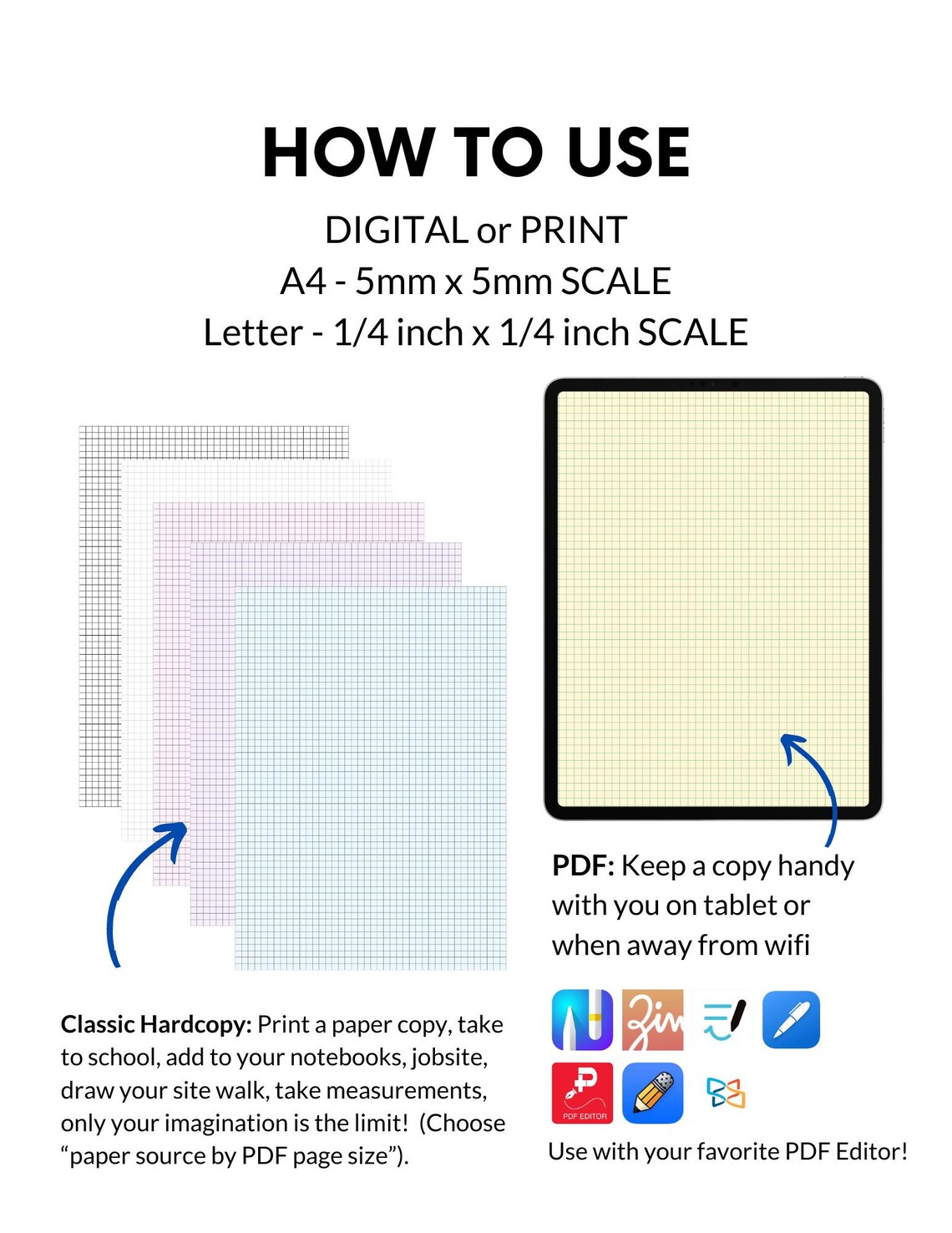 Grid Paper, Graph Paper, Square Paper, Digital Template for iPad ...