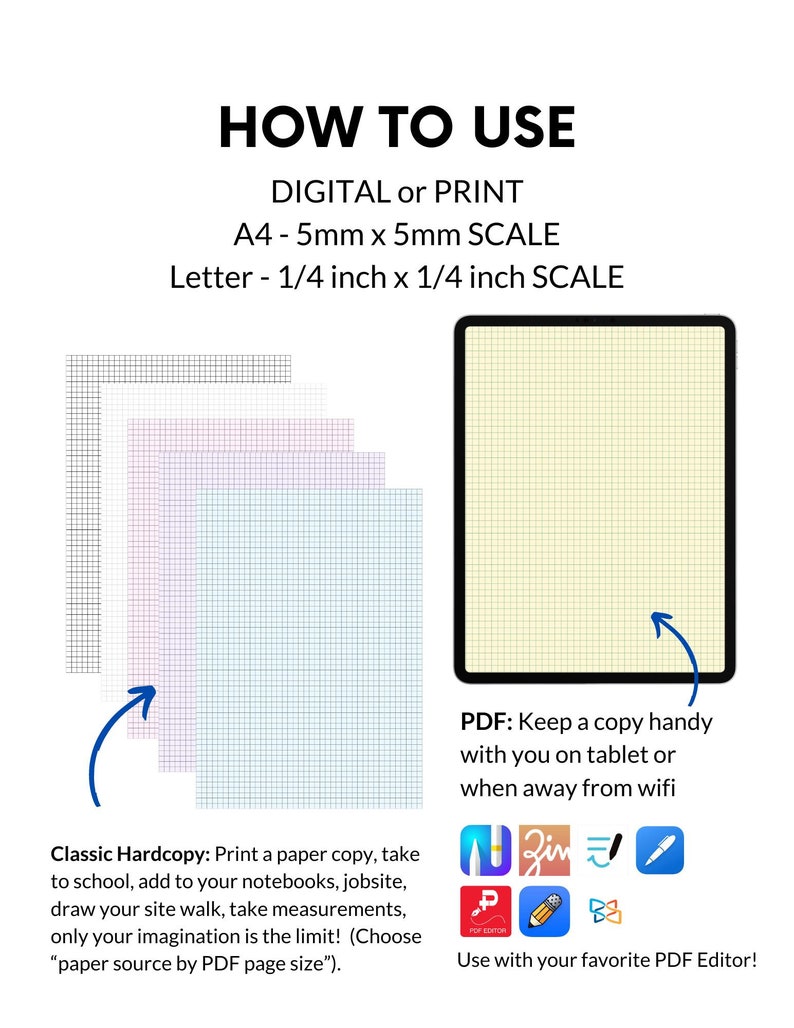 Grid Paper, Graph Paper, Square Paper, Digital Template for iPad ...