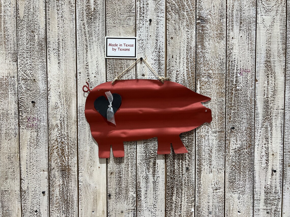 Rustic Tin, Pig With a Heart- Handpainted on Upcycled Barn Metal by ...
