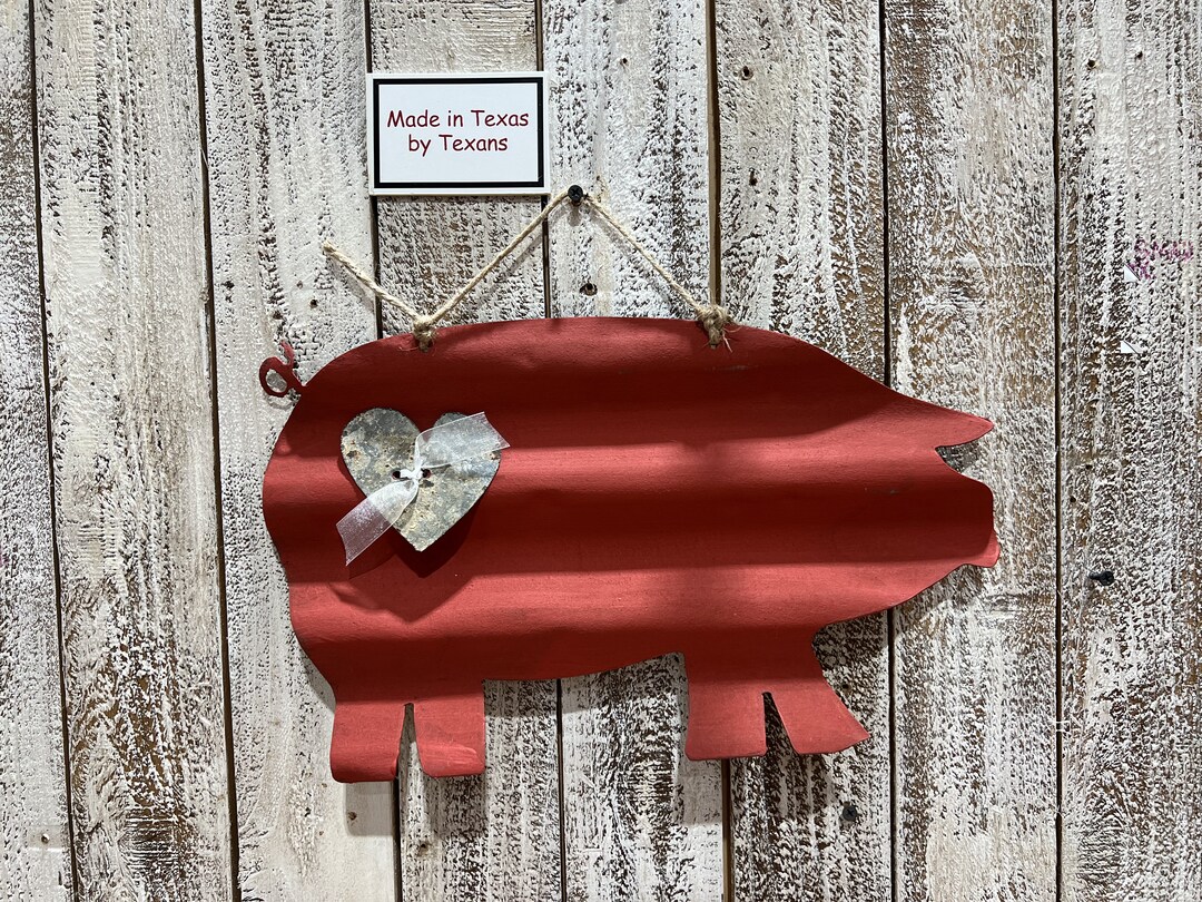 Rustic Tin, Pig With a Heart- Handpainted on Upcycled Barn Metal by ...