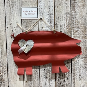 Rustic Tin, Pig With a Heart- Handpainted on Upcycled Barn Metal by ...