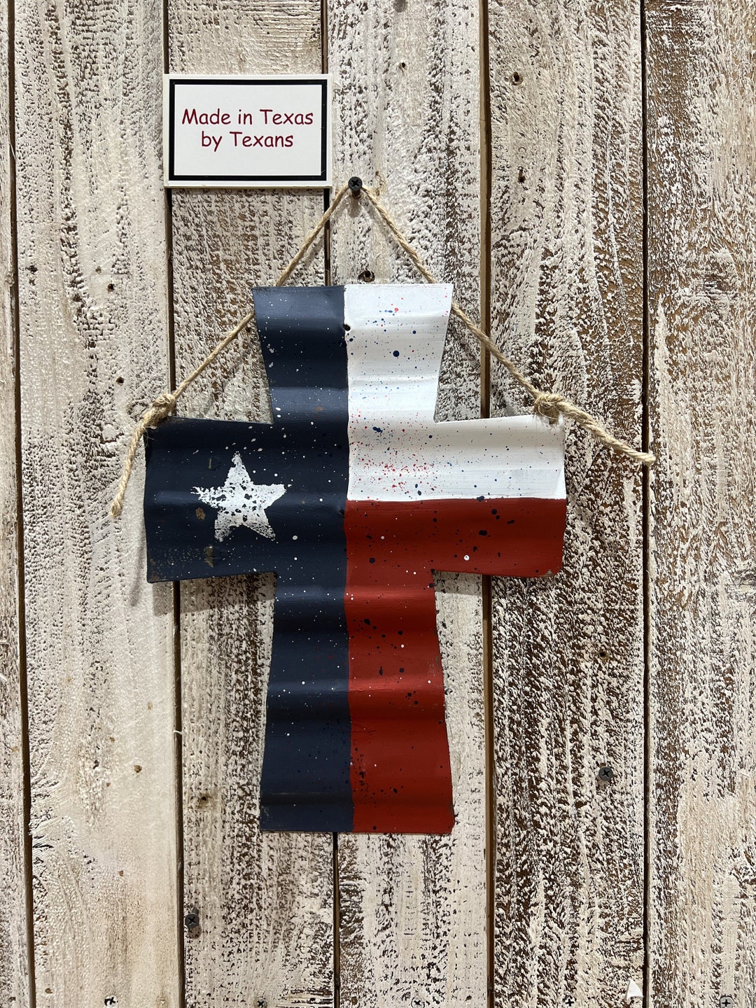 Rustic Tin, Texas Flag on a Cross - Handpainted on Upcycled Barn Metal ...
