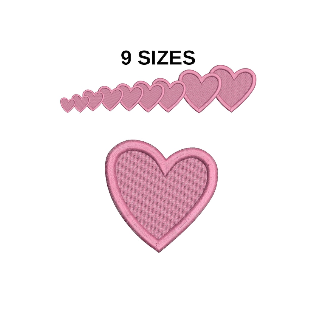Pink Heart Embroidery Design, 9 Sizes, Digital File. - Etsy