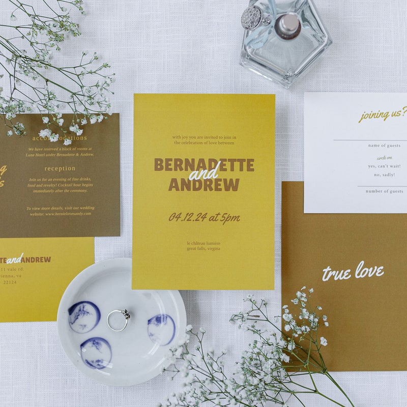 Yellow Wedding Invitation - Etsy