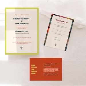 Editable Chartreuse Wedding Invite | Bold Funky Wedding Invitation ...