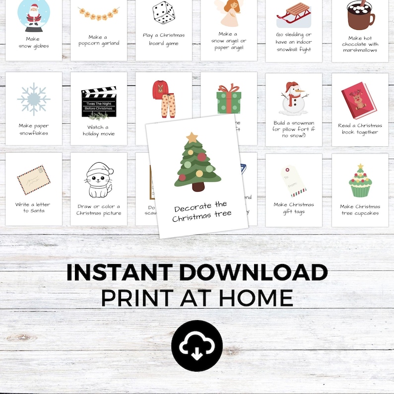 Editable Advent Activity Cards for Kids, Holiday Advent Kit for ...